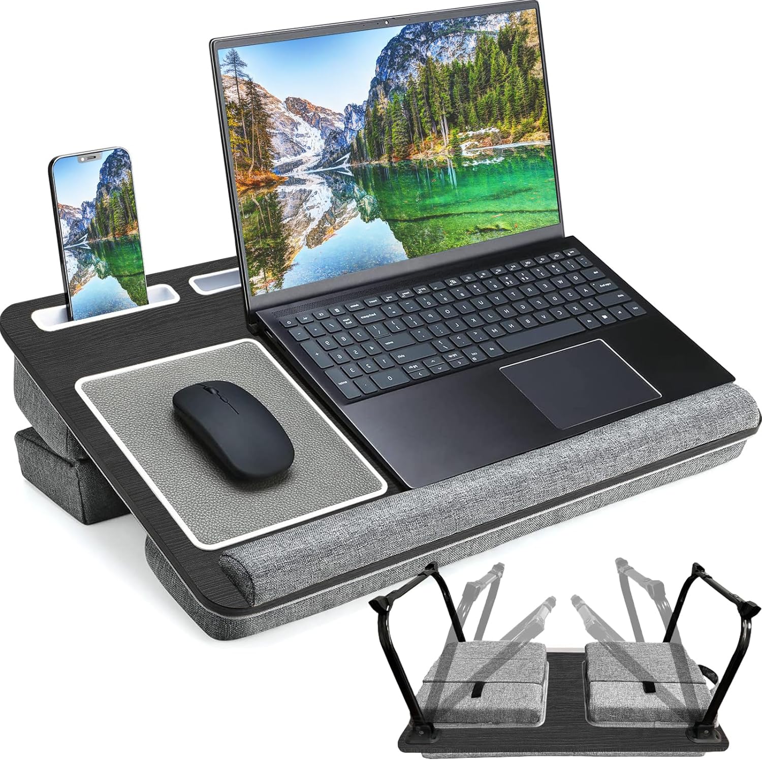Left-Handed Lap Laptop Desk, XXL Large 17In Foldable Laptop Bed Tray ...