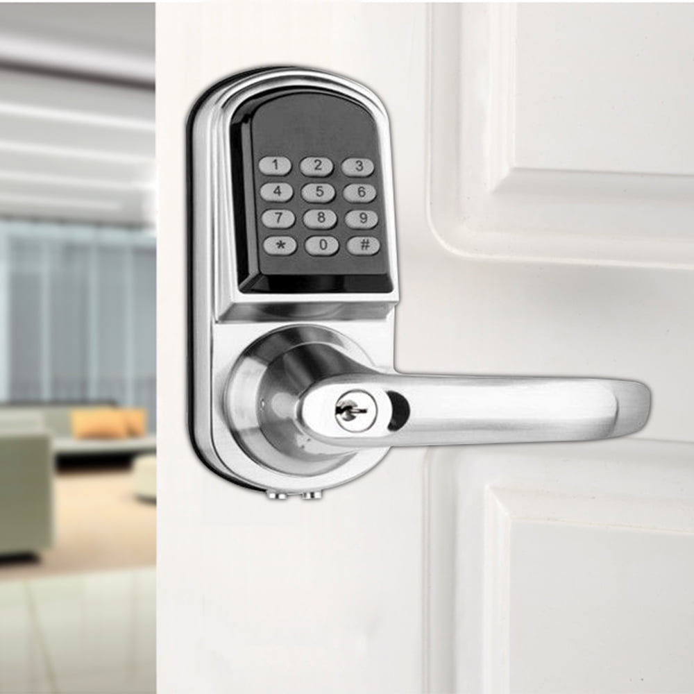 Left-Handed Lever Door Lock, Electronic Keypad & Card Swipe Entry ...