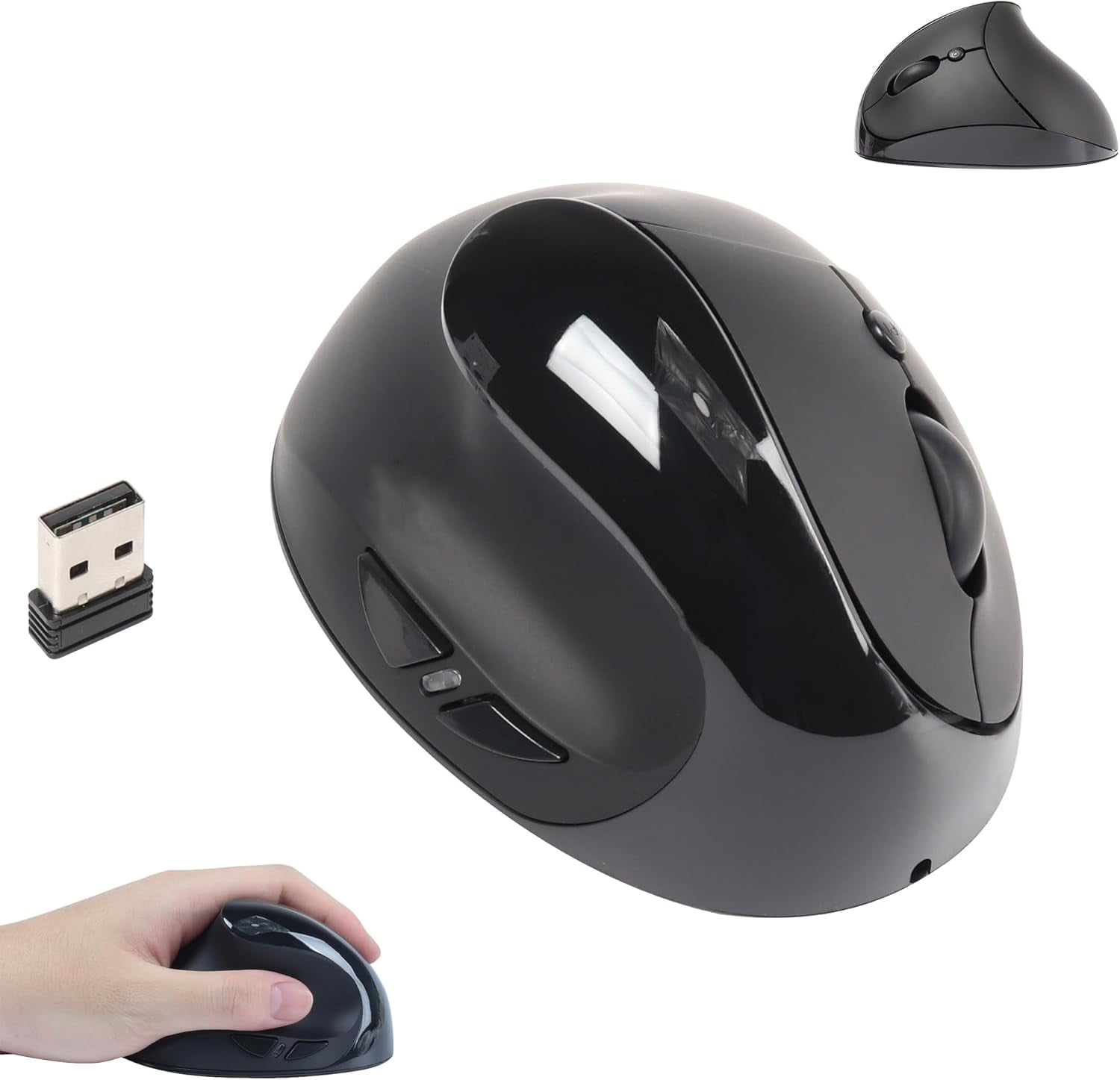 Left Handed Mouse Wireless Vertical Mouse Ergonomic 2.4GHz Optical Computer Mice with USB ...