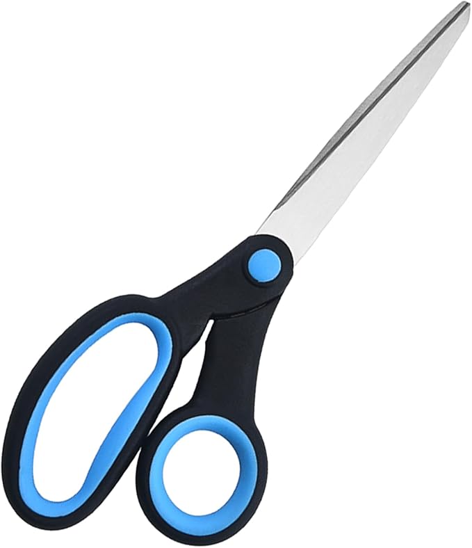 Left Handed Scissors 8 Inch - Stainless Steel Sharp Blade, Soft Comfort ...