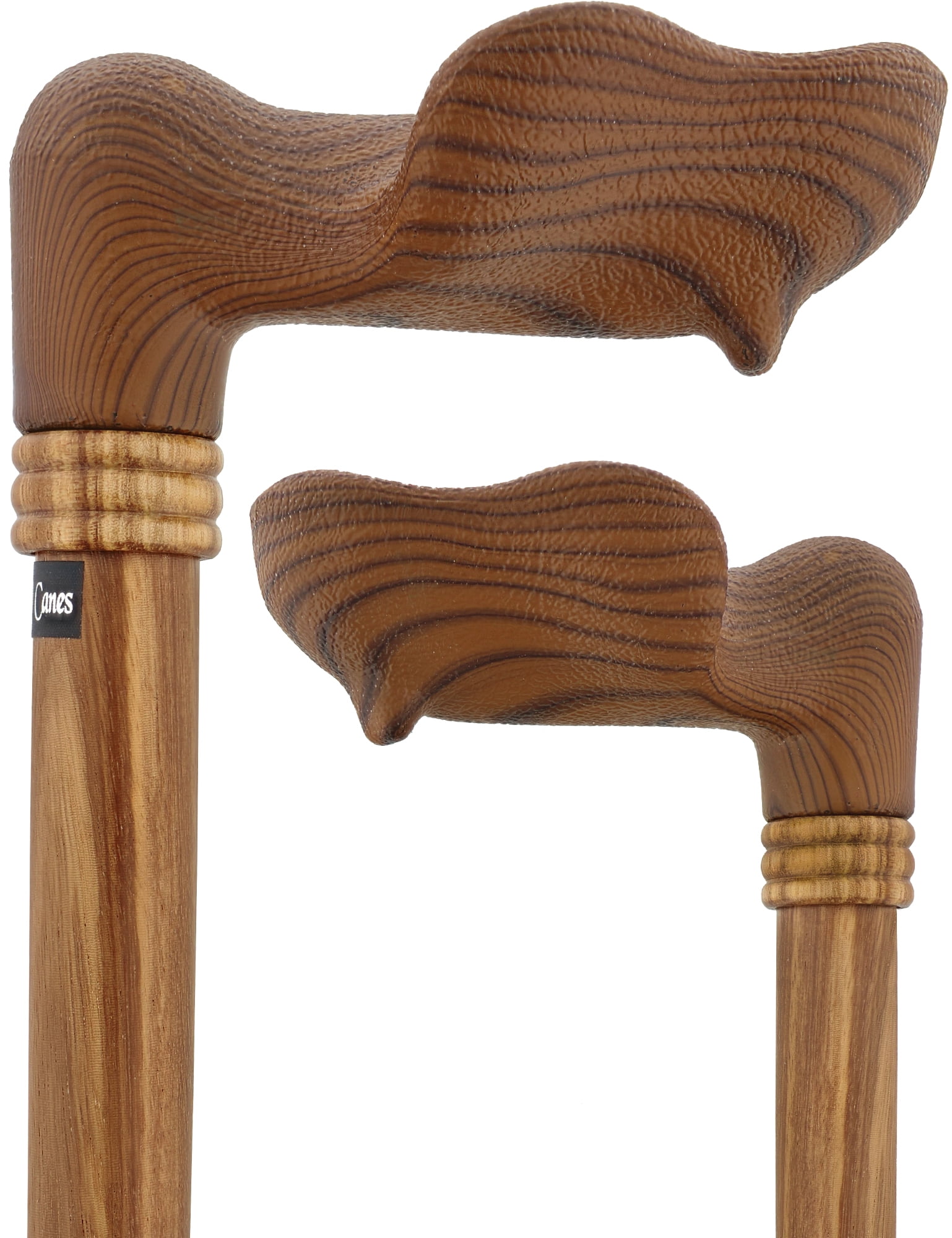 Left Palm Grip Walking Cane with Zebrano Wood Shaft and Wooden Collar ...