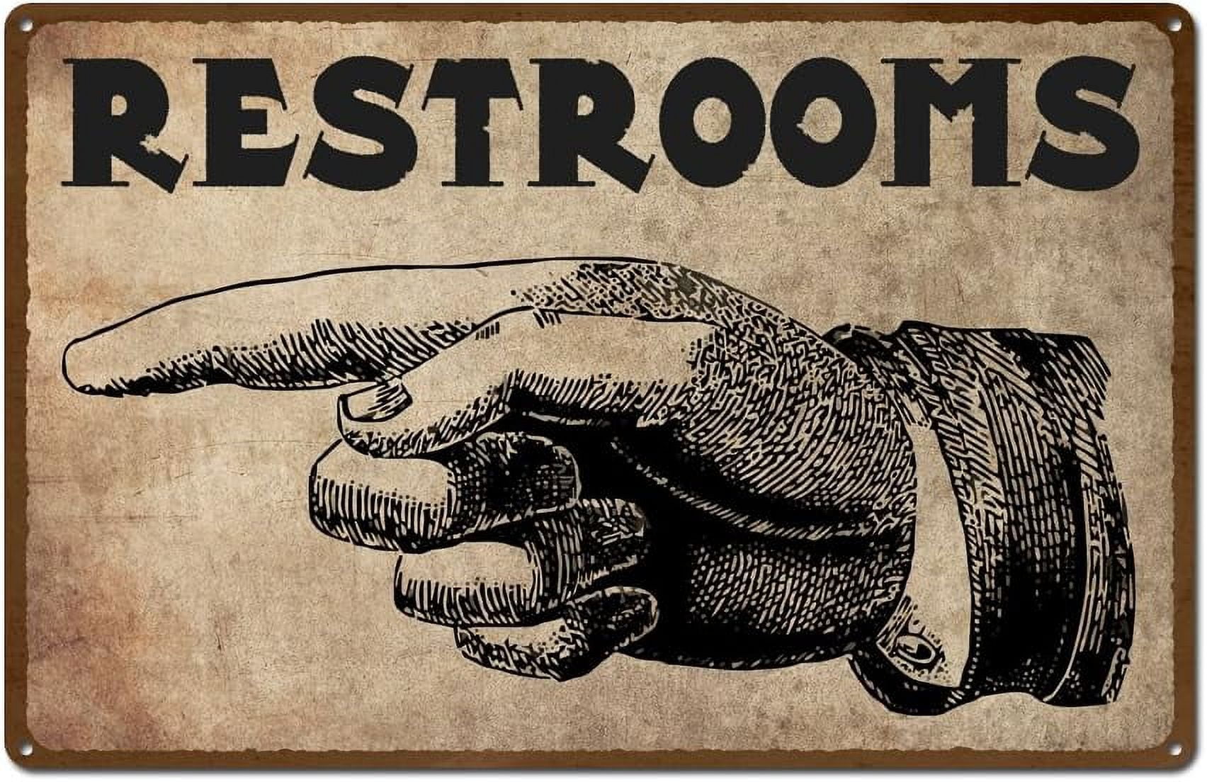 Left Pointing Hand Restroom Sign, Restroom Sign For Restaurant, Left ...