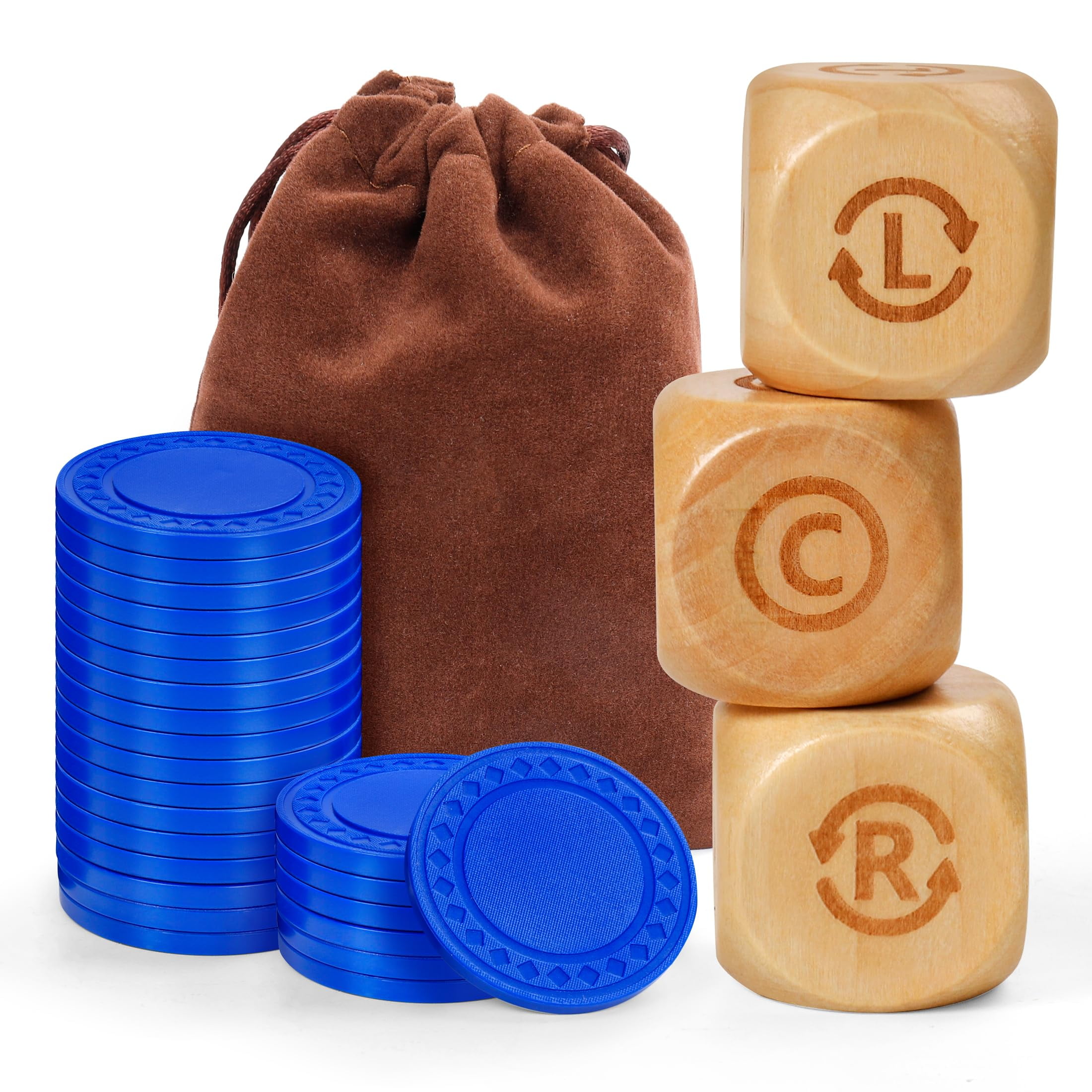 Left Right Center Dice MMF7 Game Set with 3 Wood Dices, Fun Party Games ...
