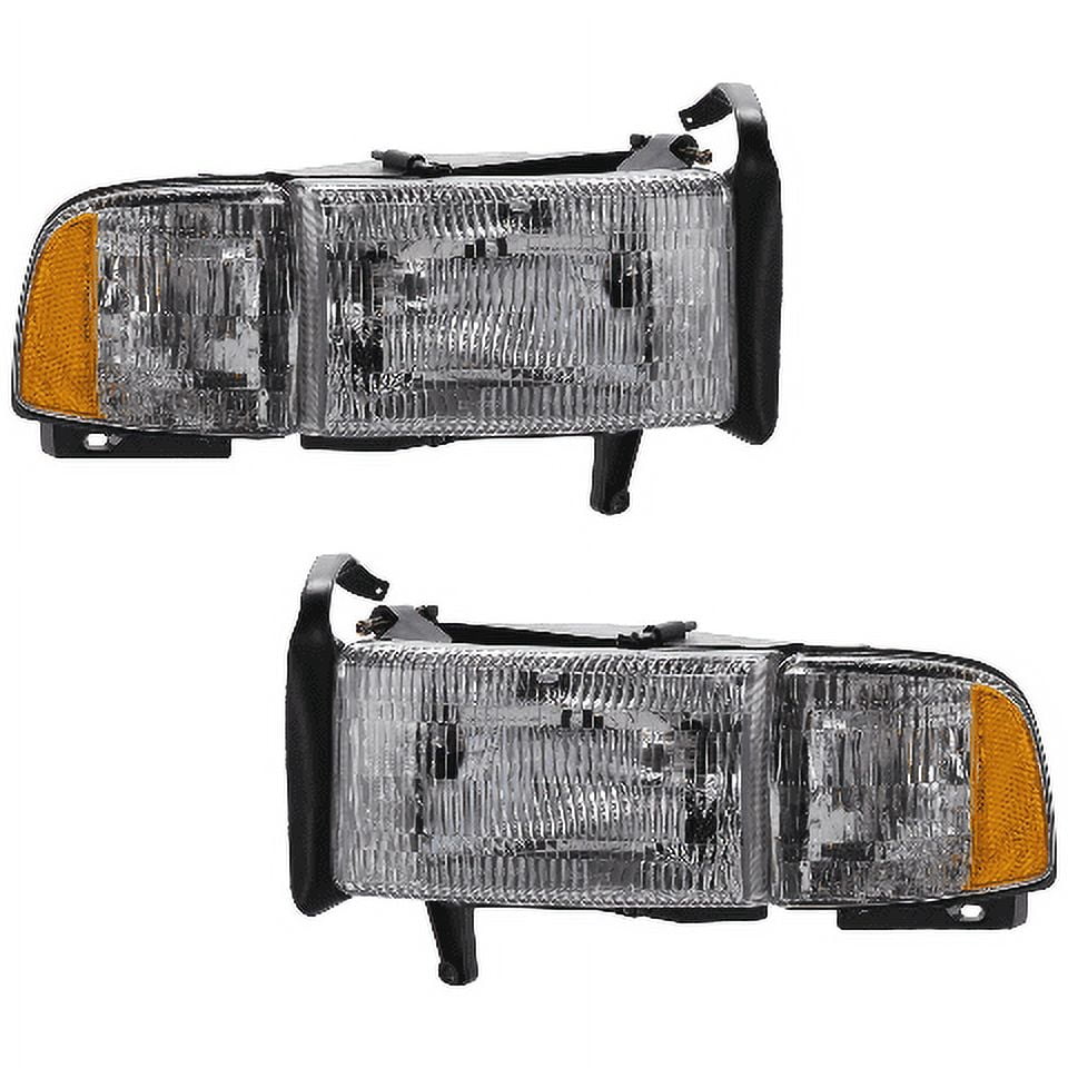 Left & Right Combination Headlight Assemblies For 94-01 Ram 1500 94-02 ...
