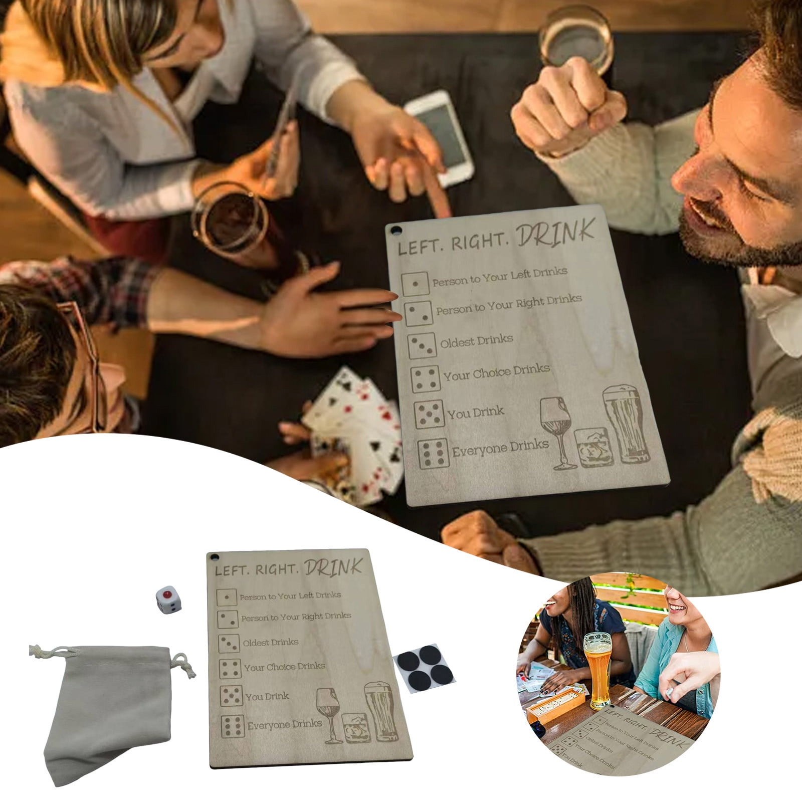 Left Right Drink Board Game Adult Drinking Game Left Right Center Party ...