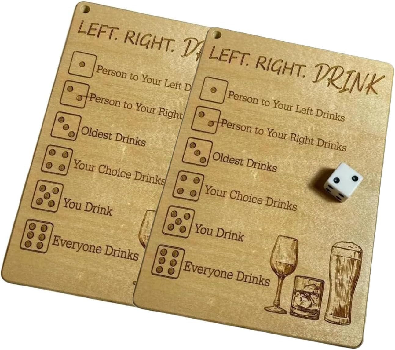 Left Right Drink Drinking Game, Fun Dice Plates and Dice Bags, Party ...