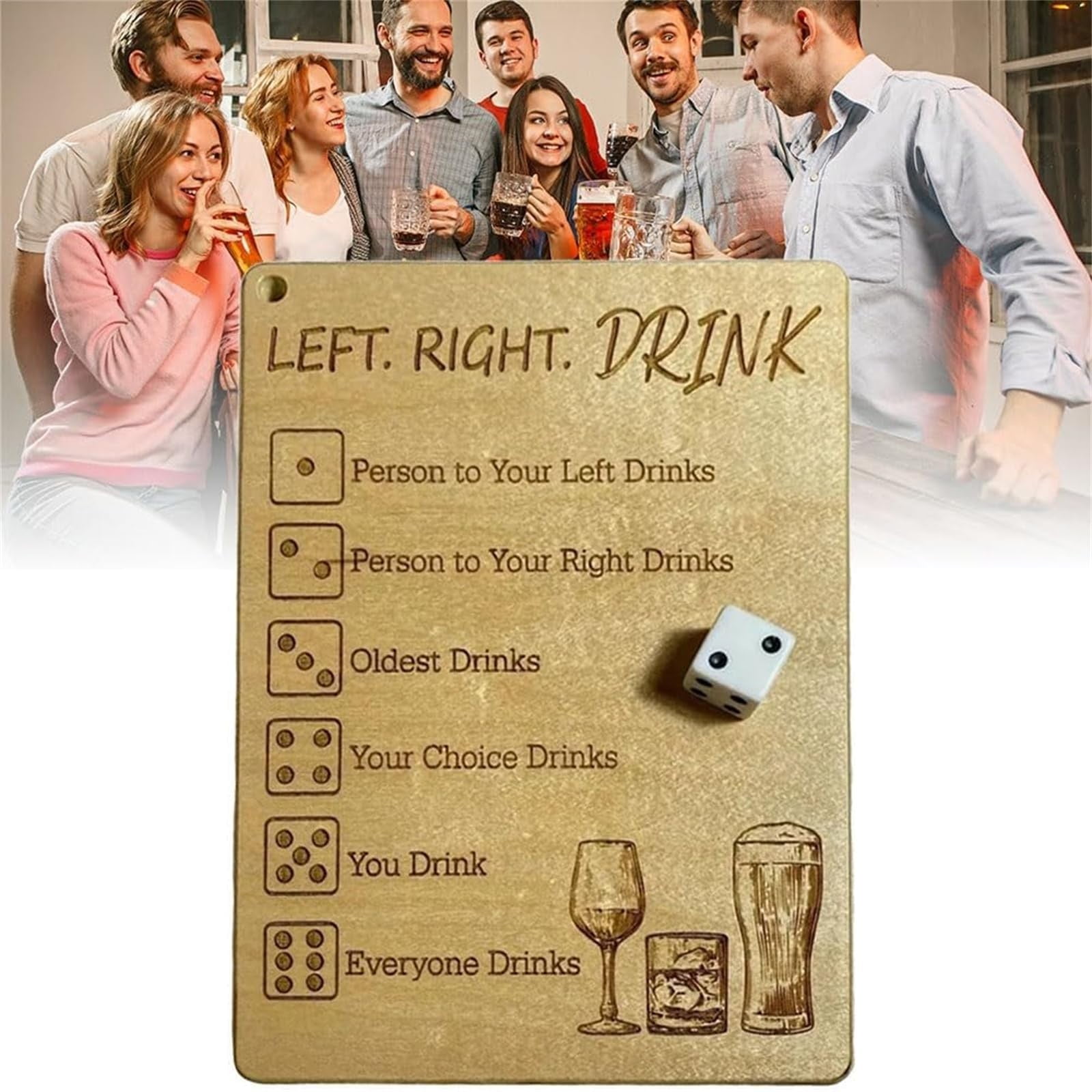 Left Right Drink Drinking Game, Fun Dice Plates and Dice Bags, Party ...