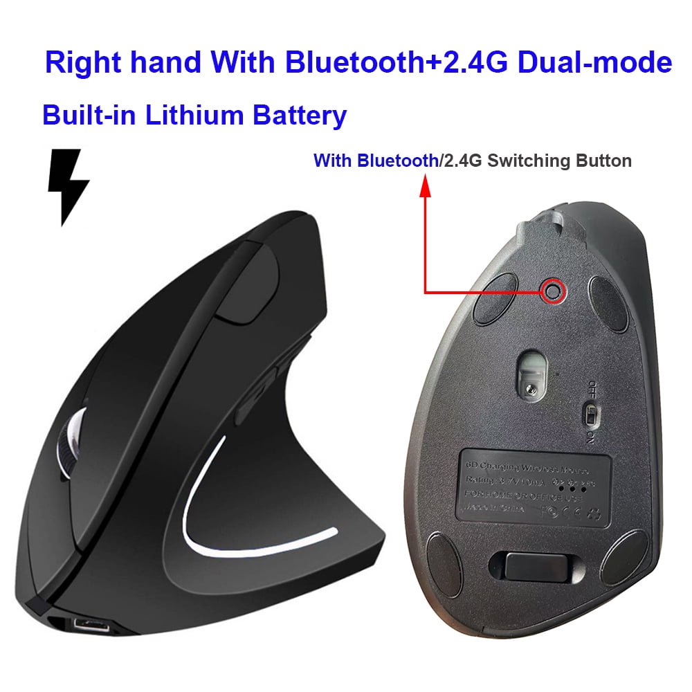 Left Right Hand Mouse Vertical Ergonomic Wireless with Bluetooth Double ...