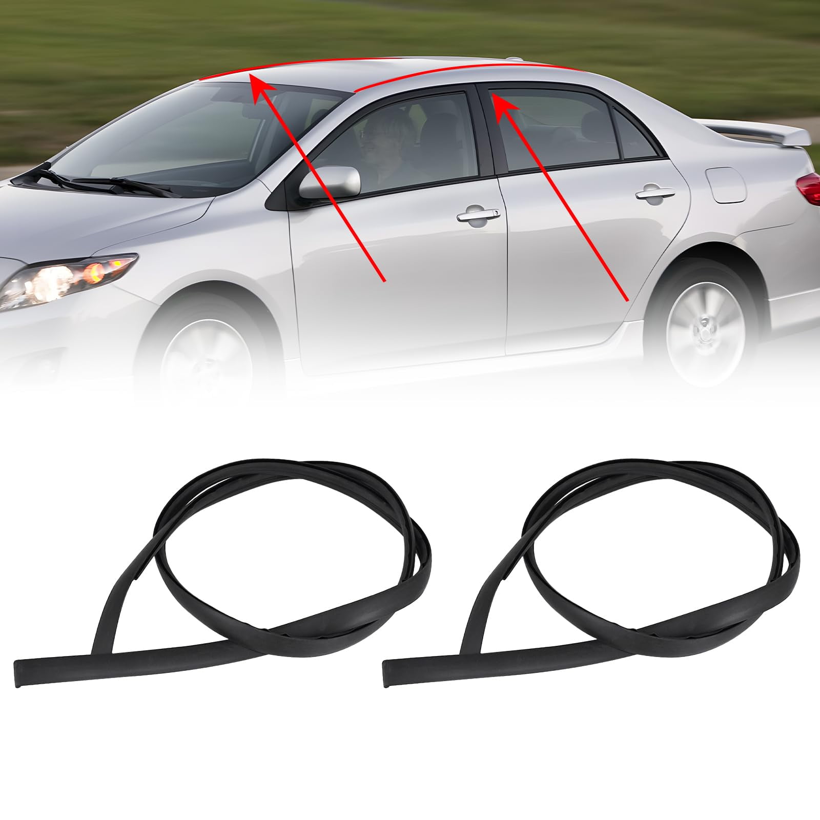 Left and Right Side RRF12 Roof Trim Molding Black Fits for 2009-2013 ...