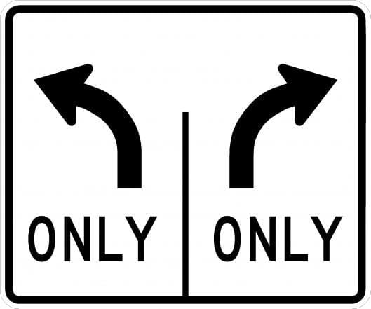 Left and Right Turn Only Sign Regulatory Traffic Signs Metal - Caution ...