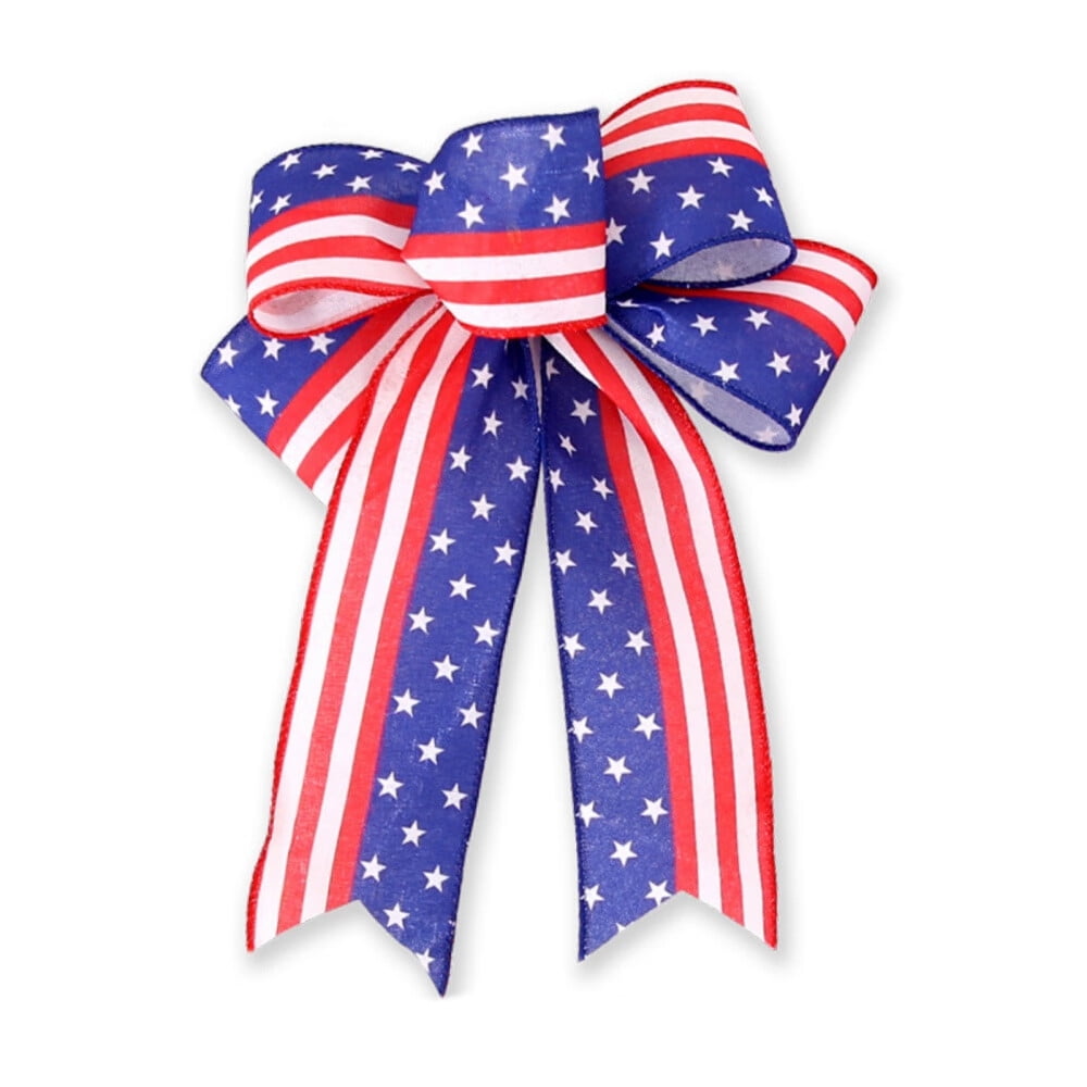 [Left wind] Patriotic Bow Wreath, 4th of July Red White Blue American ...