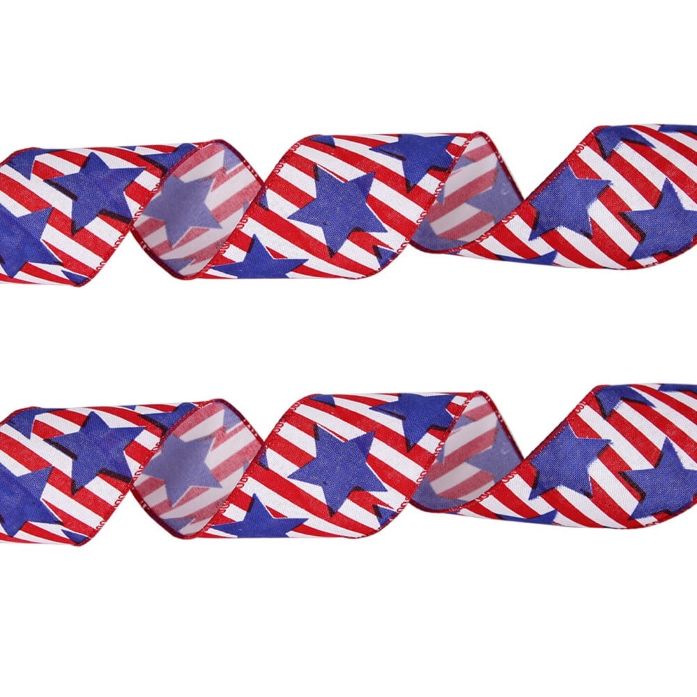 [Left wind] Patriotic Wired Edge Ribbon,Red Blue White American Flag ...