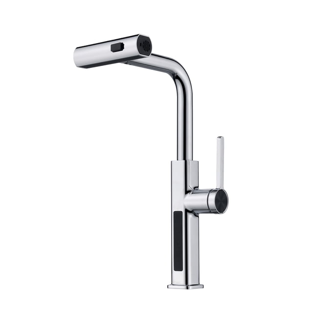 Lefton Pull-Out Waterfall Kitchen Faucet with Temperature Display, Two ...