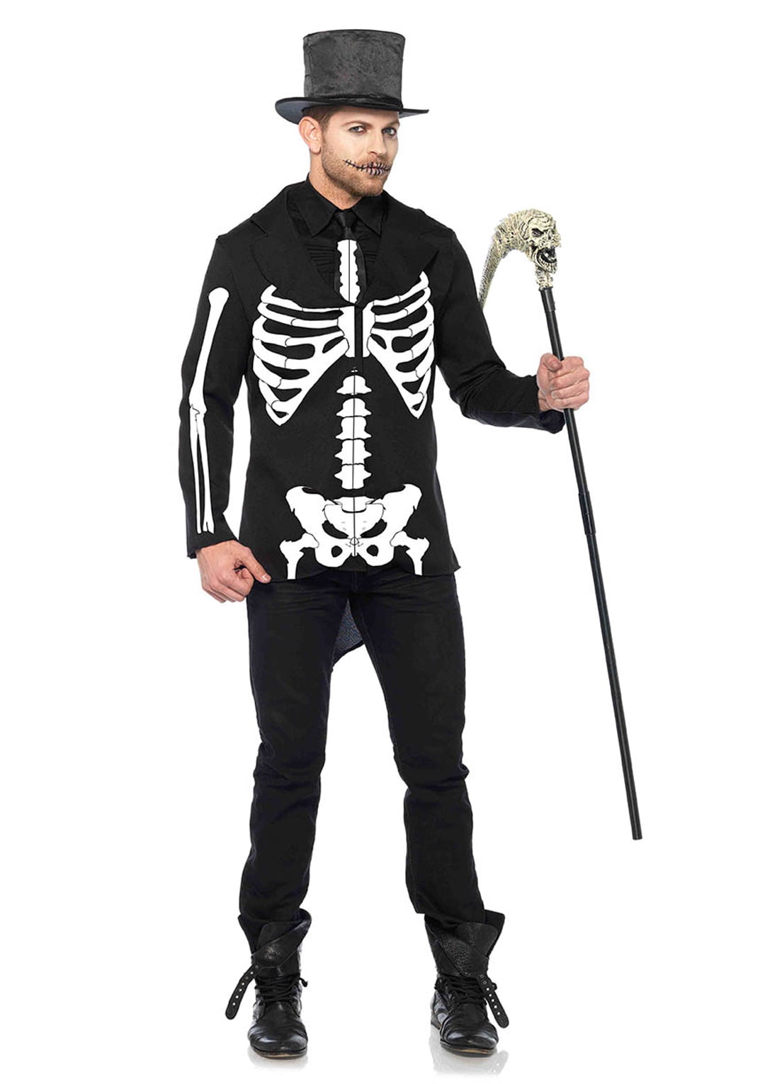 Leg Avenue Men's Skeleton Costume, Bone Daddy Tuxedo Jacket and Tie, X ...