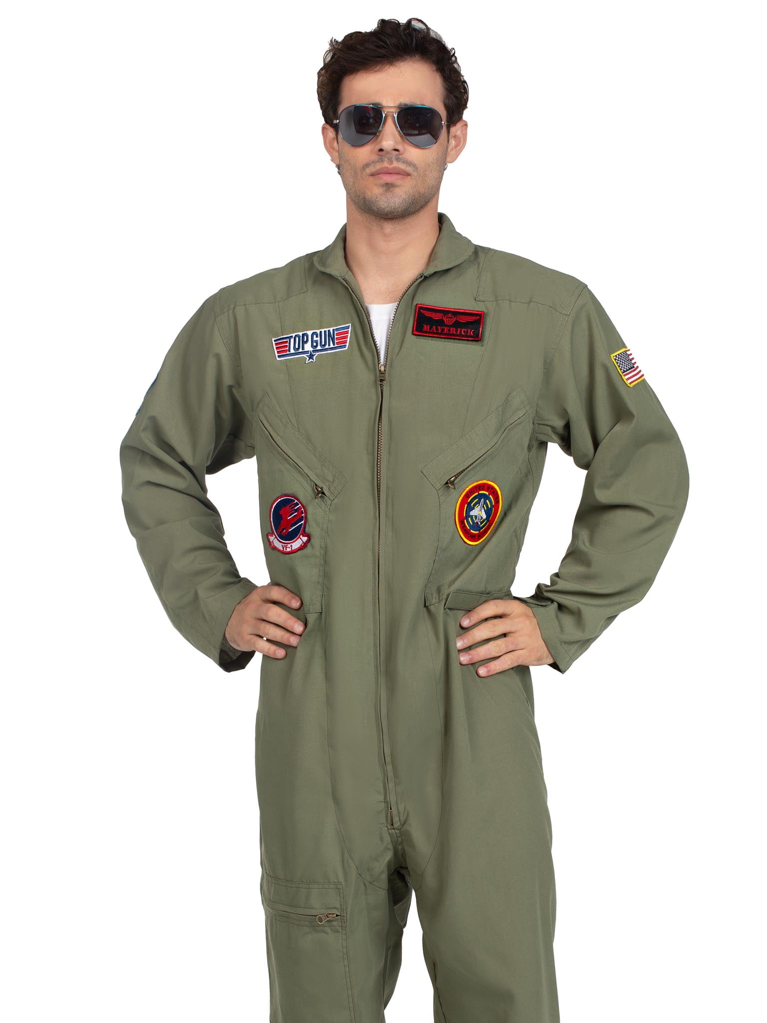 Leg Avenue Top Gun Adult's Flight Suit Adult Halloween Costume ...