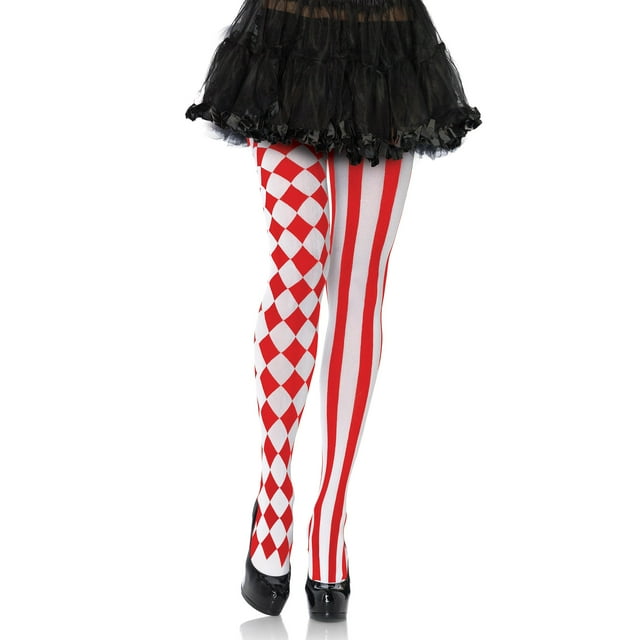Leg Avenue Womens Harlequin Pantyhose Red White One Size
