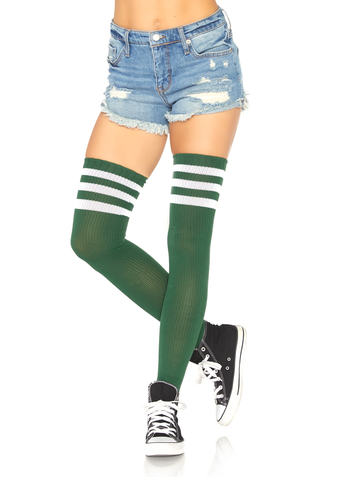 Athletic Thigh Highs - Three Striped Athletic Ribbed Thighs - Walmart.com