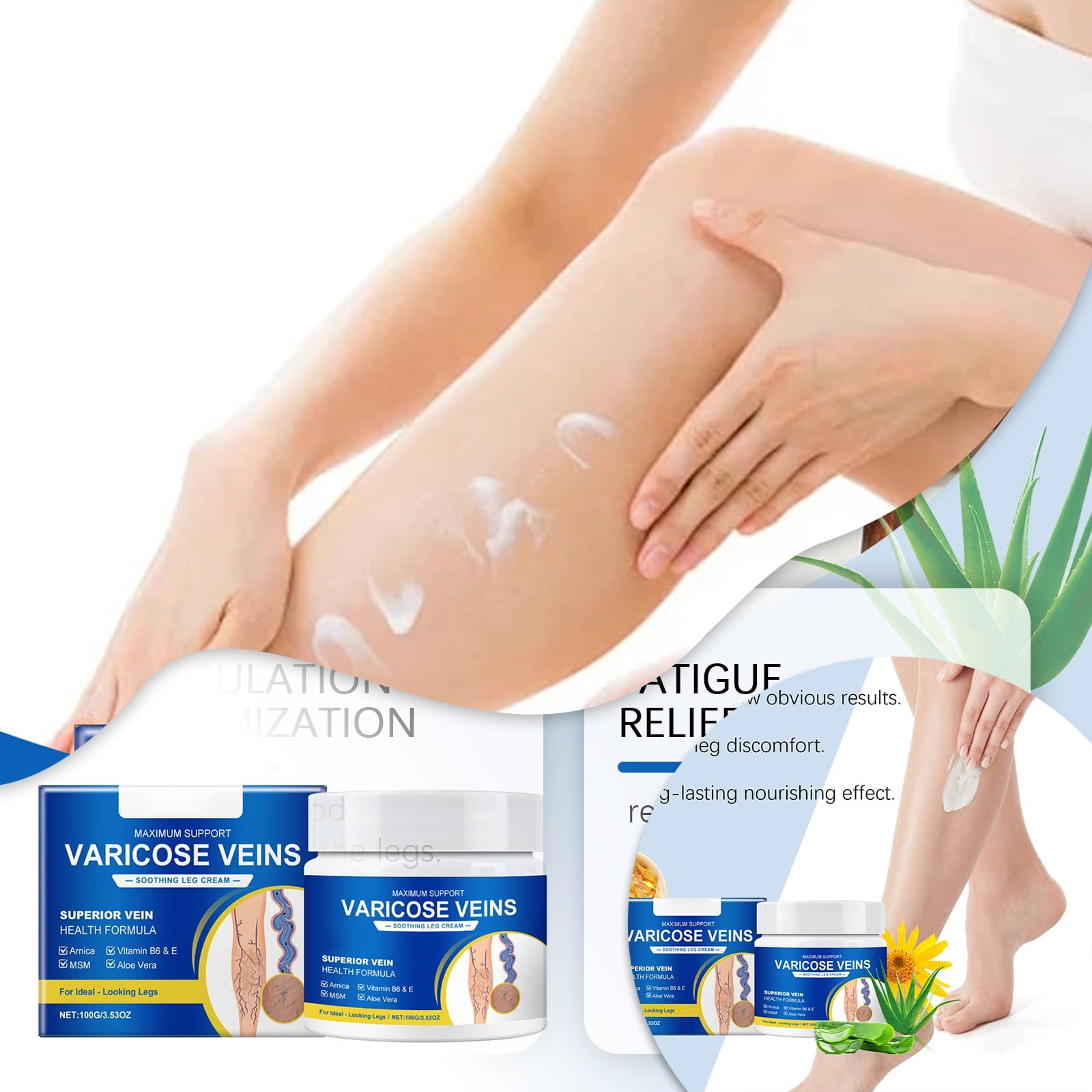 Leg Circulation Gel Blood Flow Support Comfort Formula Lightweight Fast ...