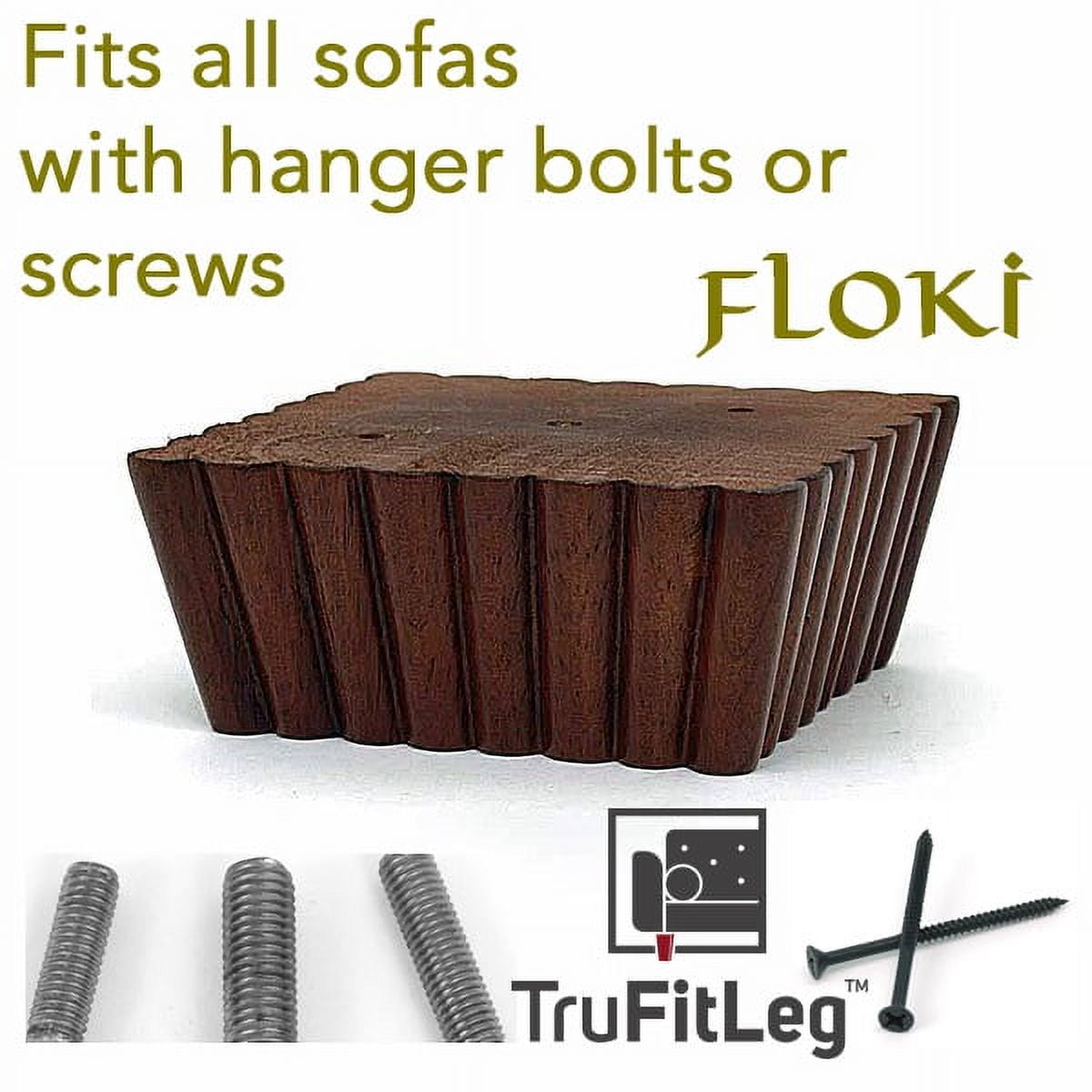 Leg Daddy TruFitLeg "FLOKI" - 2" Dark Finish Square Fluted Tapered Sofa ...