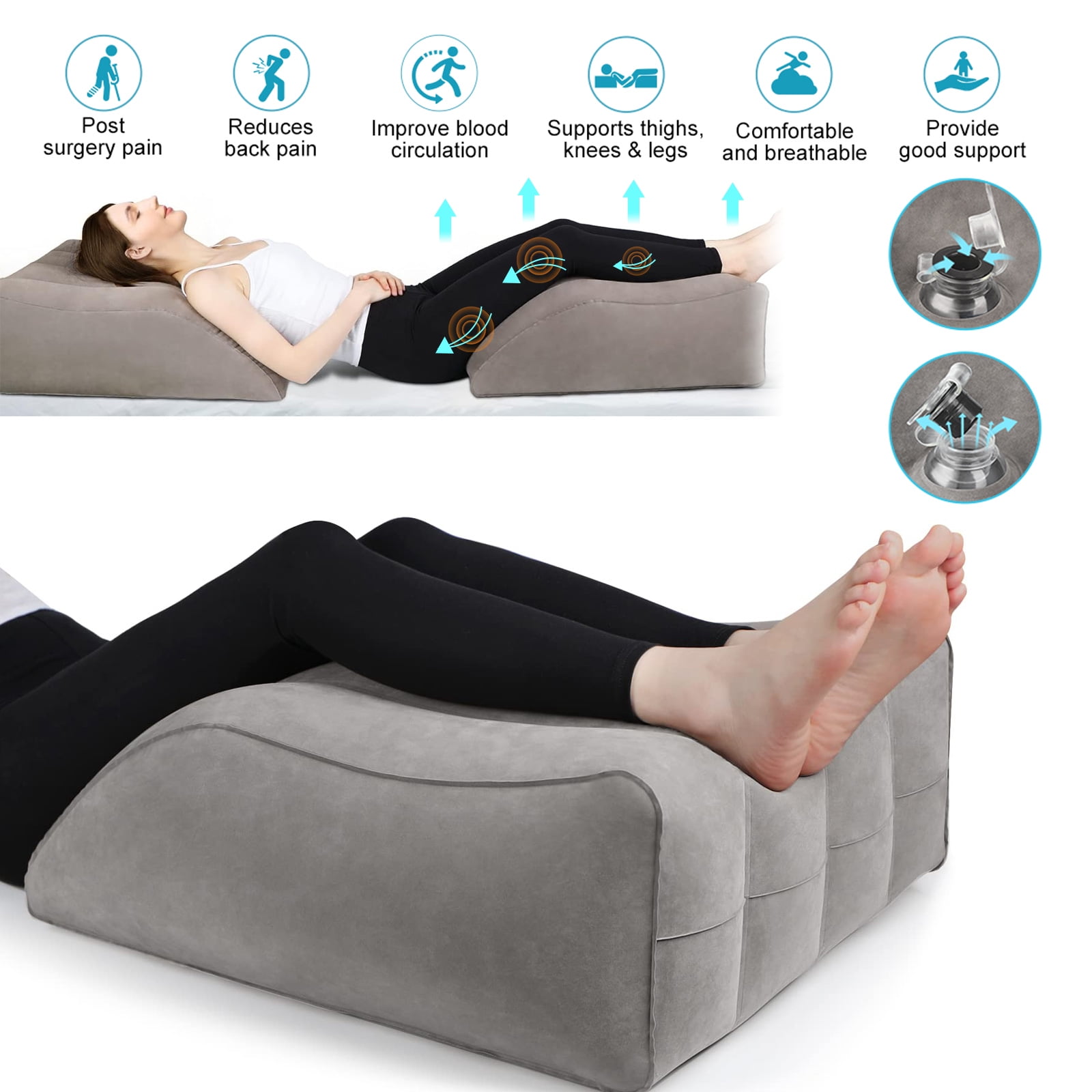 Leg Elevation Pillow, Inflatable Portable Wedge Pillow, Improve Blood ...