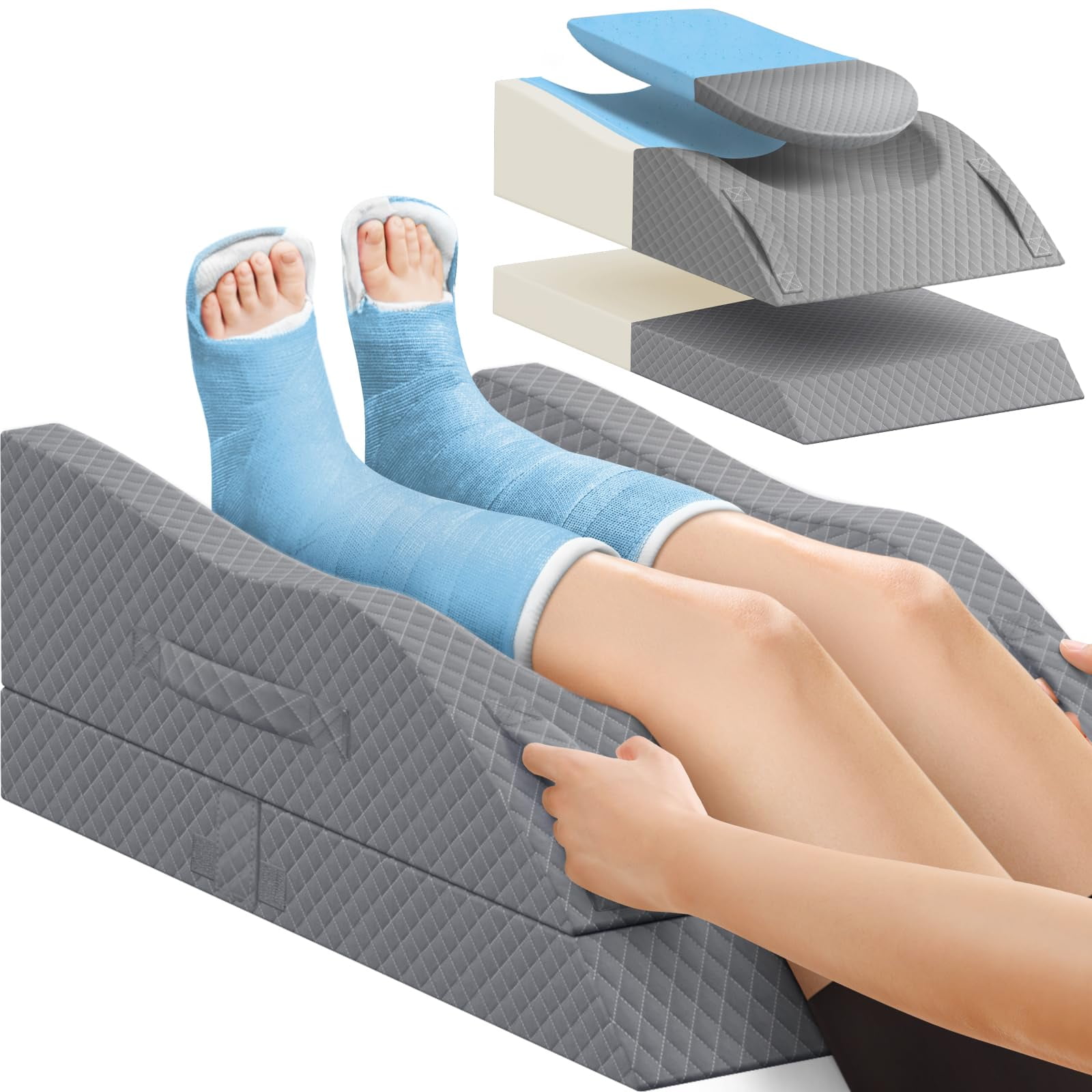 Leg Elevation Pillow for Post-Surgery Recovery, Adjustable Height ...