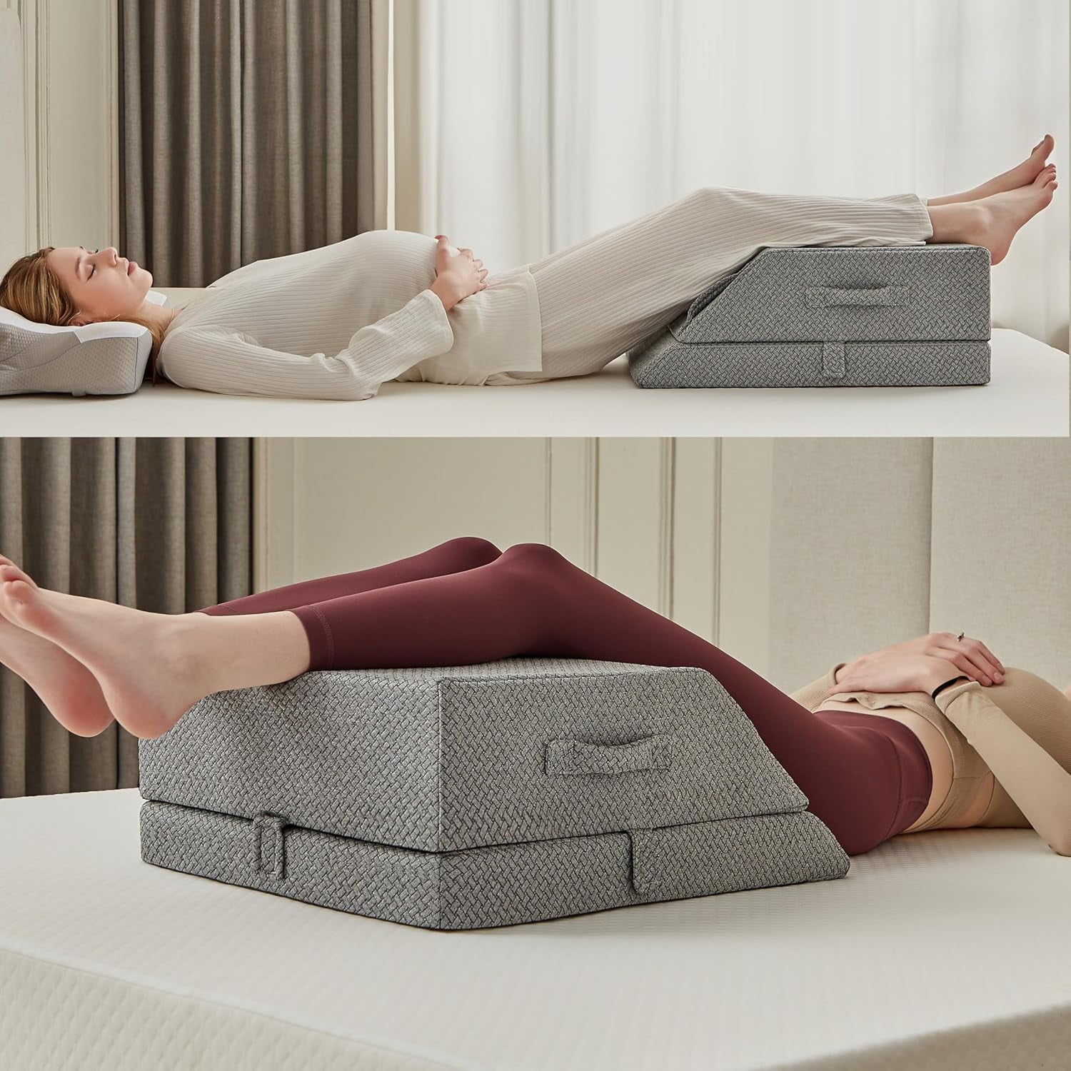 Leg Elevation Wedge Pillow for Sleeping, Adjustable Both Leg Pillow ...