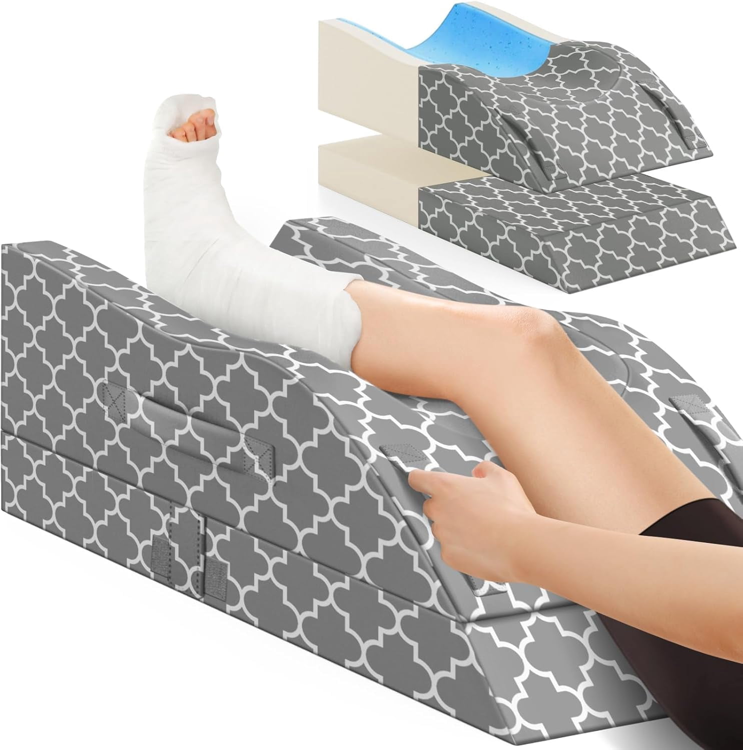 Leg Pillow, Elevation Pillow for After Surgery, Adjustable Memory Foam ...