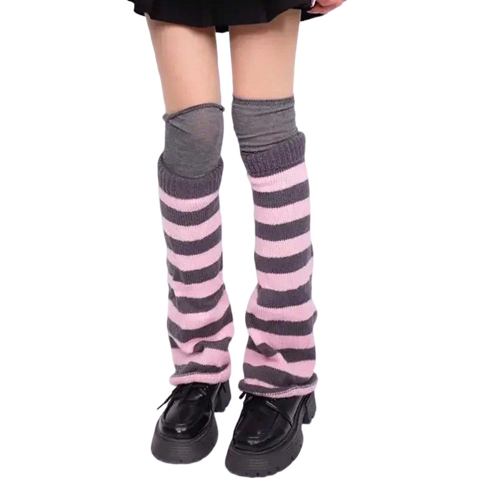 Leg Warmers Set for Women Subcultures Punk Striped Knitted Flared Leg ...