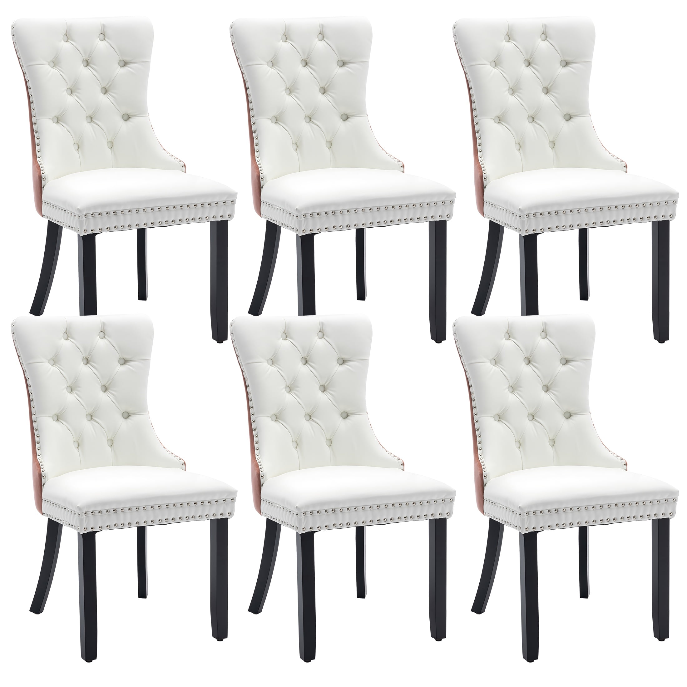 LegaHome Dining Room Chairs Set of 6, Modern Upholstered Velvet and PU ...