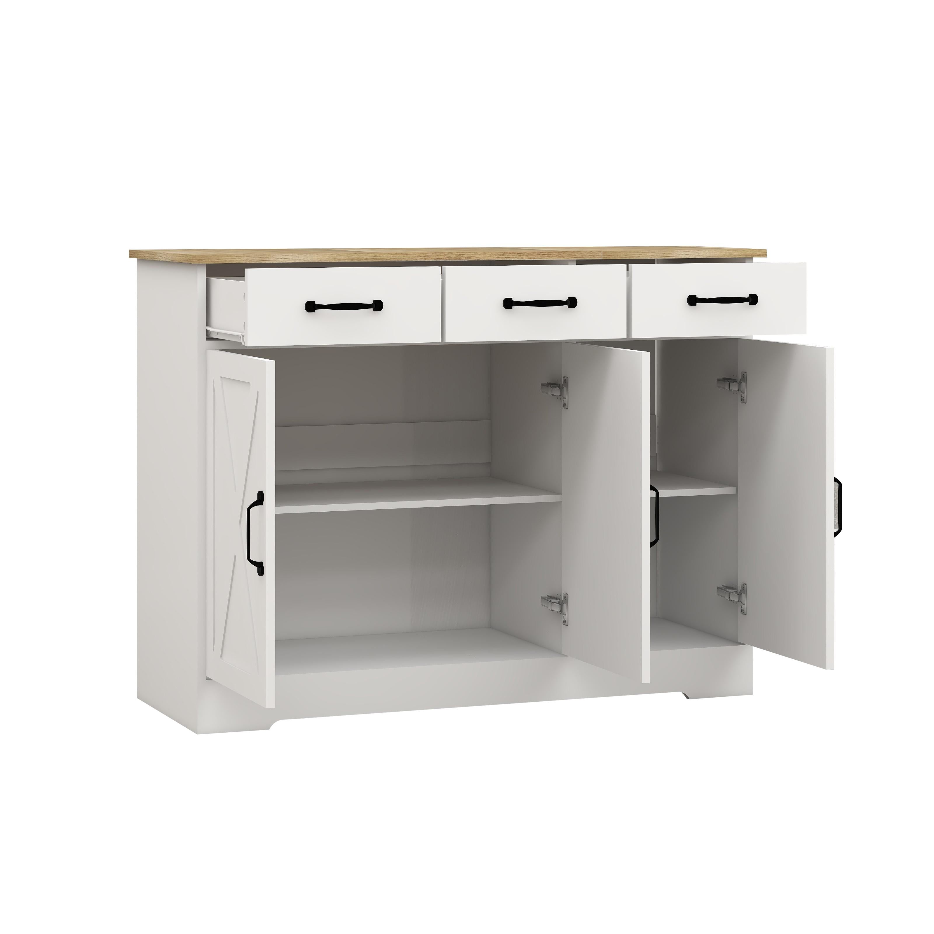 LegaHome Farmhouse Buffet Cabinet, Modern Kitchen Sideboard with 3 Drawers and 3 Doors, Storage ...