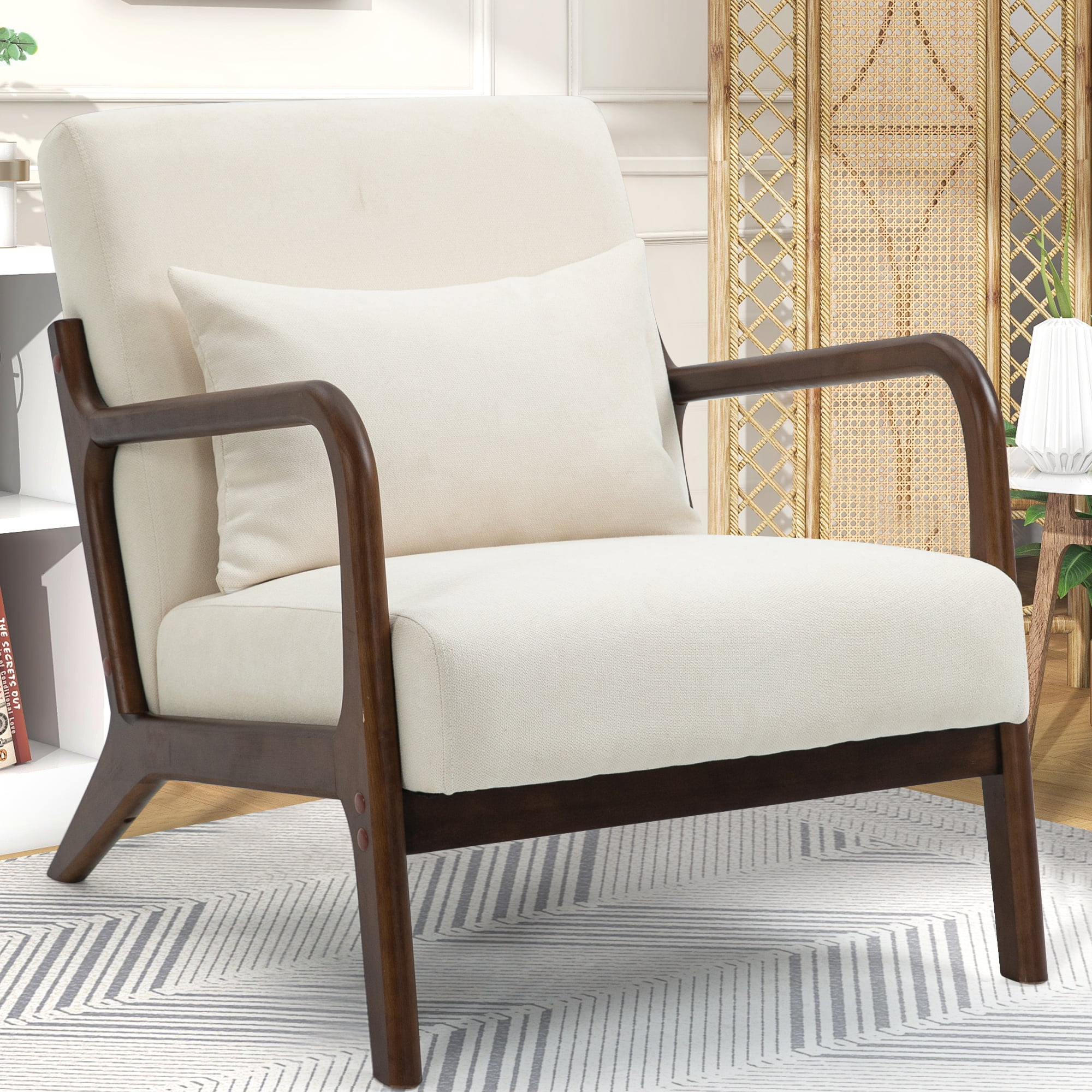 LegaHome Mid-Century Arm Chair, Upholstered Velvet Fabric Accent Chairs ...