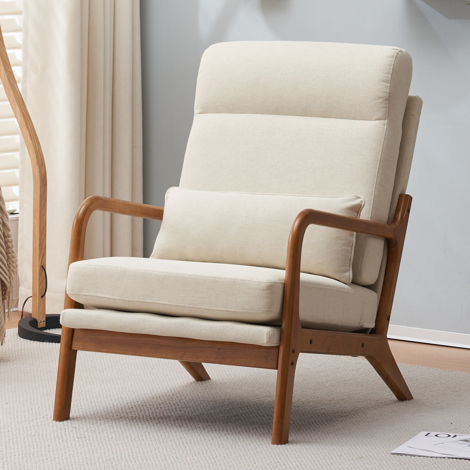 LegaHome Modern Accent Chair, Solid Wood Arm Chair with Wood Frame and ...