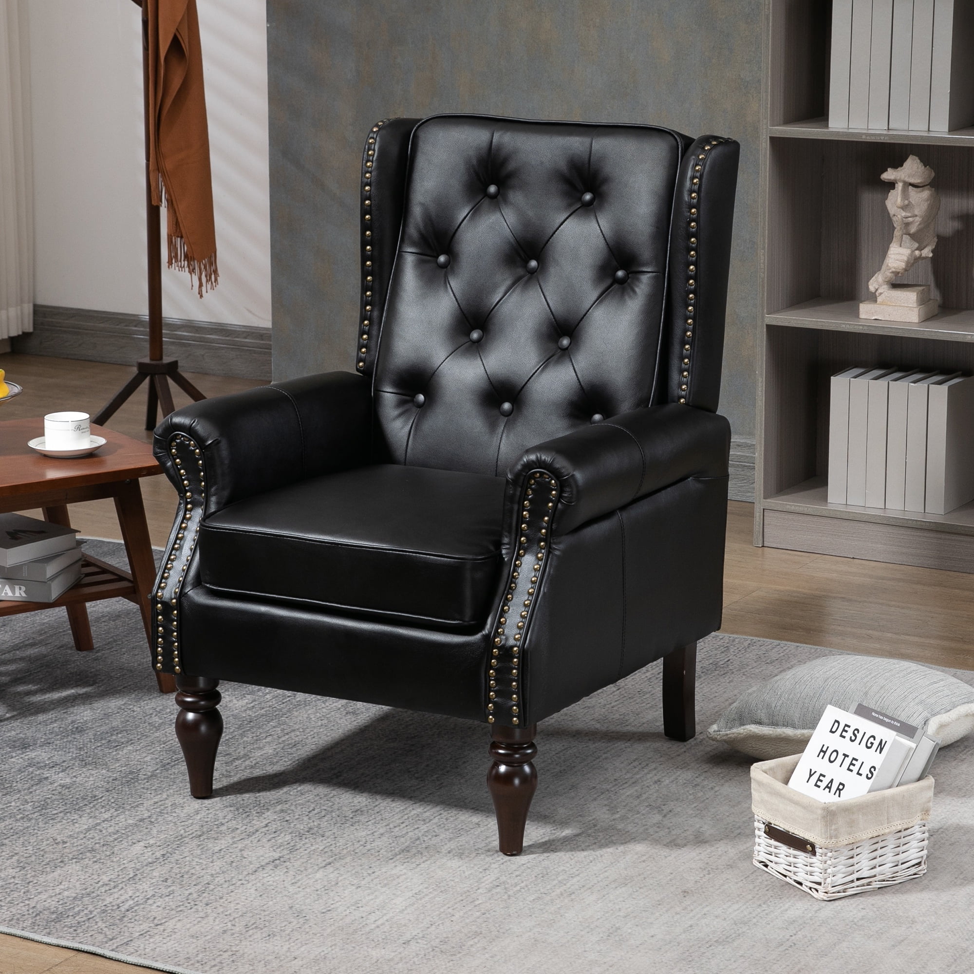 LegaHome Mid-Century Modern White Upholstered Armchair with Pillow ...