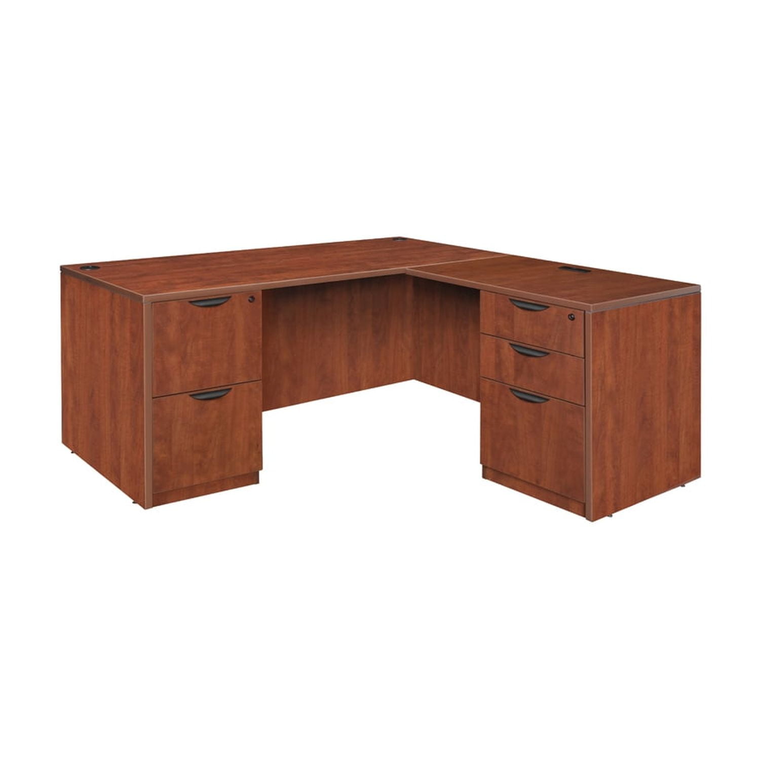 Legacy 60" Double Full Pedestal L-Desk with 35" Return- Cherry ...