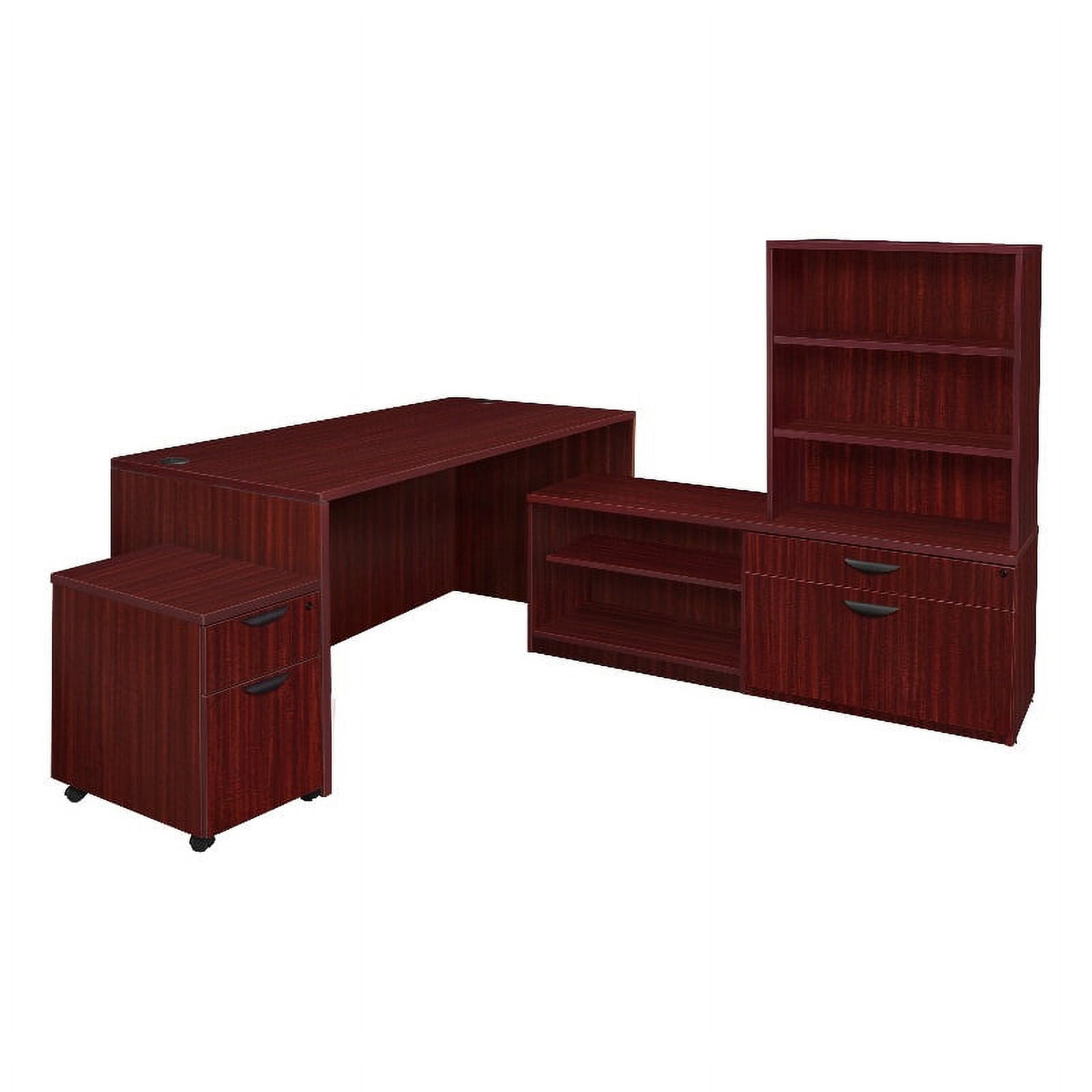 Legacy 71"Hi-Low L-Desk with Open Hutch and Single Mobile Pedestal in ...