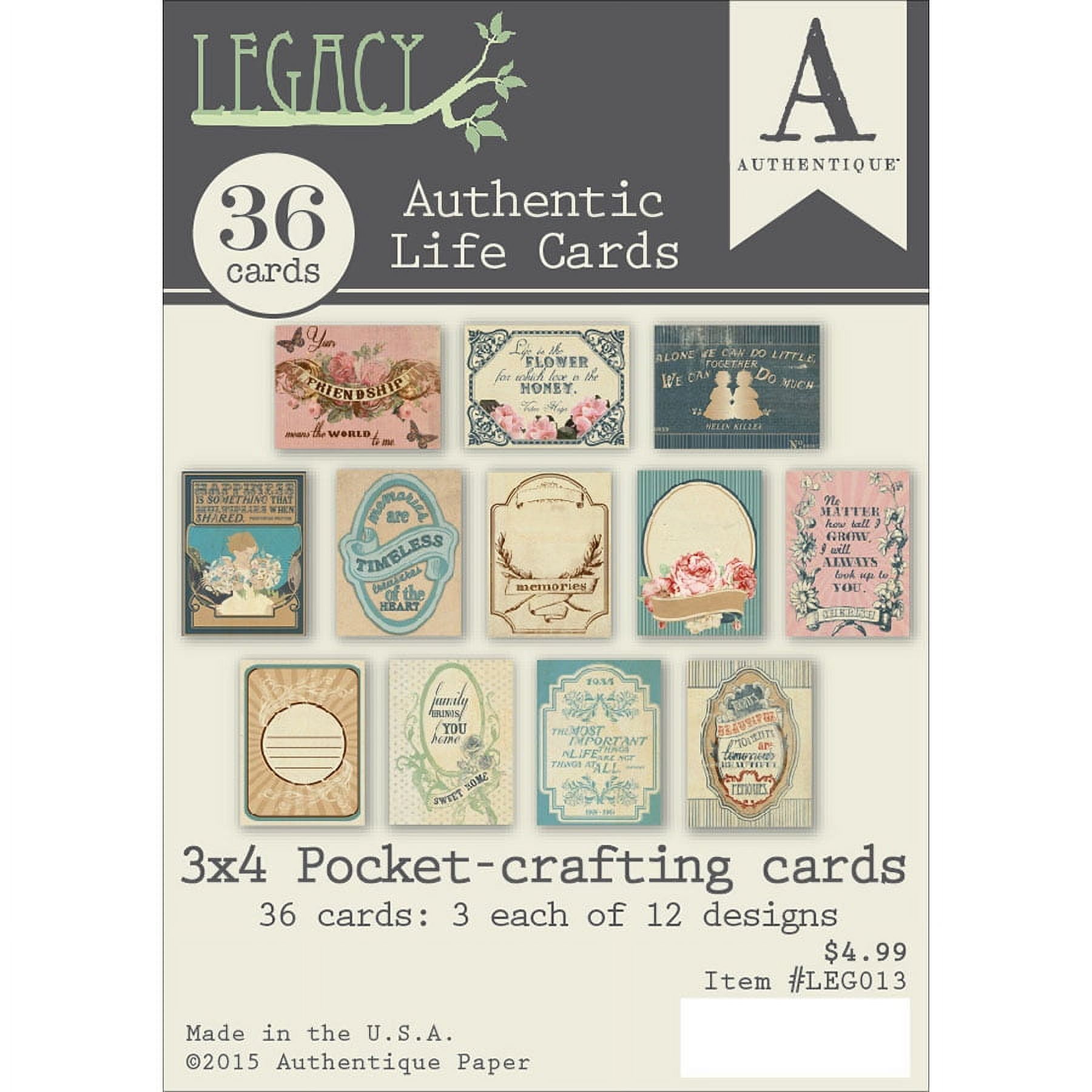 Legacy Authentic Life Cards-Pocket Crafting & Journaling 3"X3" Cards ...