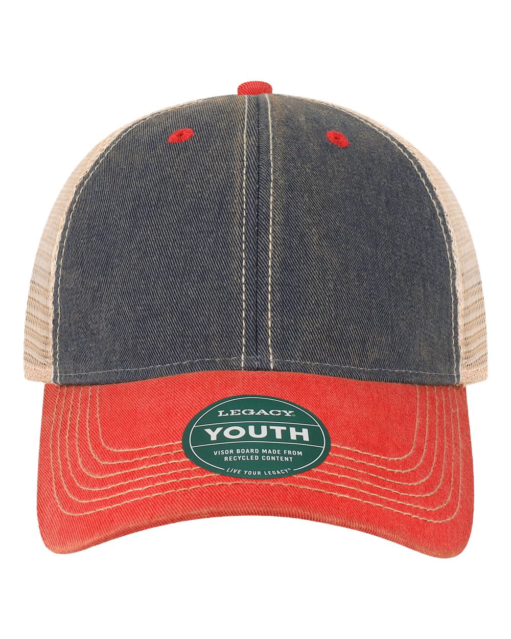 Legacy B13595100 Youth Old Favorite Trucker Cap, Navy & Scarlet Red ...
