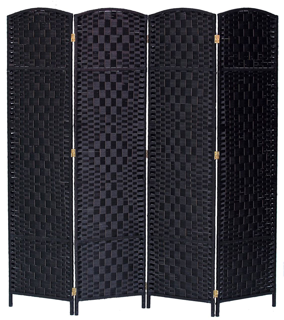 Legacy Decor 4 Panel Diamond Weave Fiber Room Divider Black Color ...