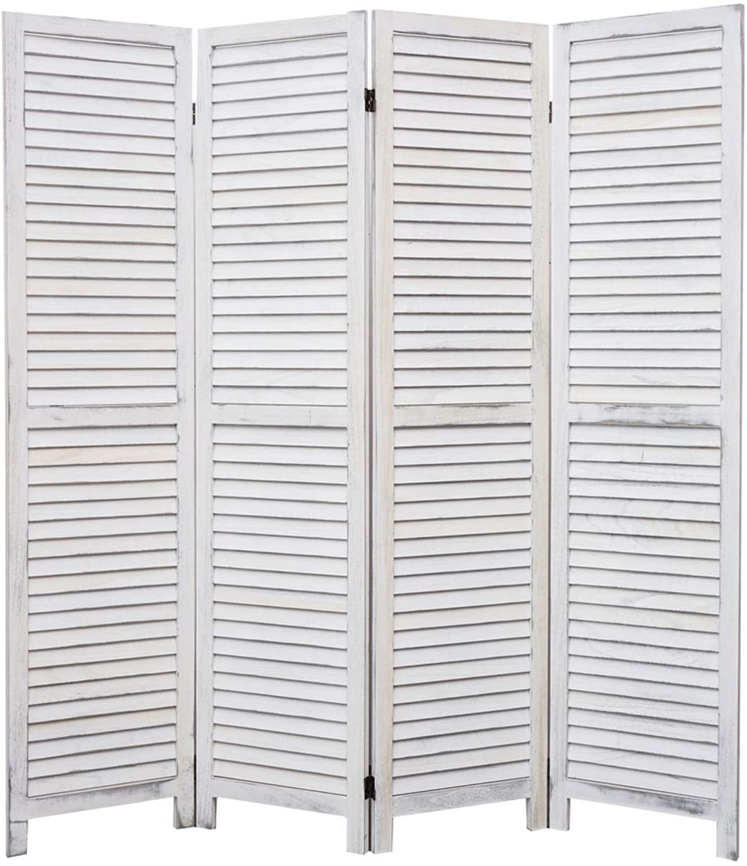 Legacy Decor 4 Panel Room Divider Full Length Wood Shutters Louver Wash ...