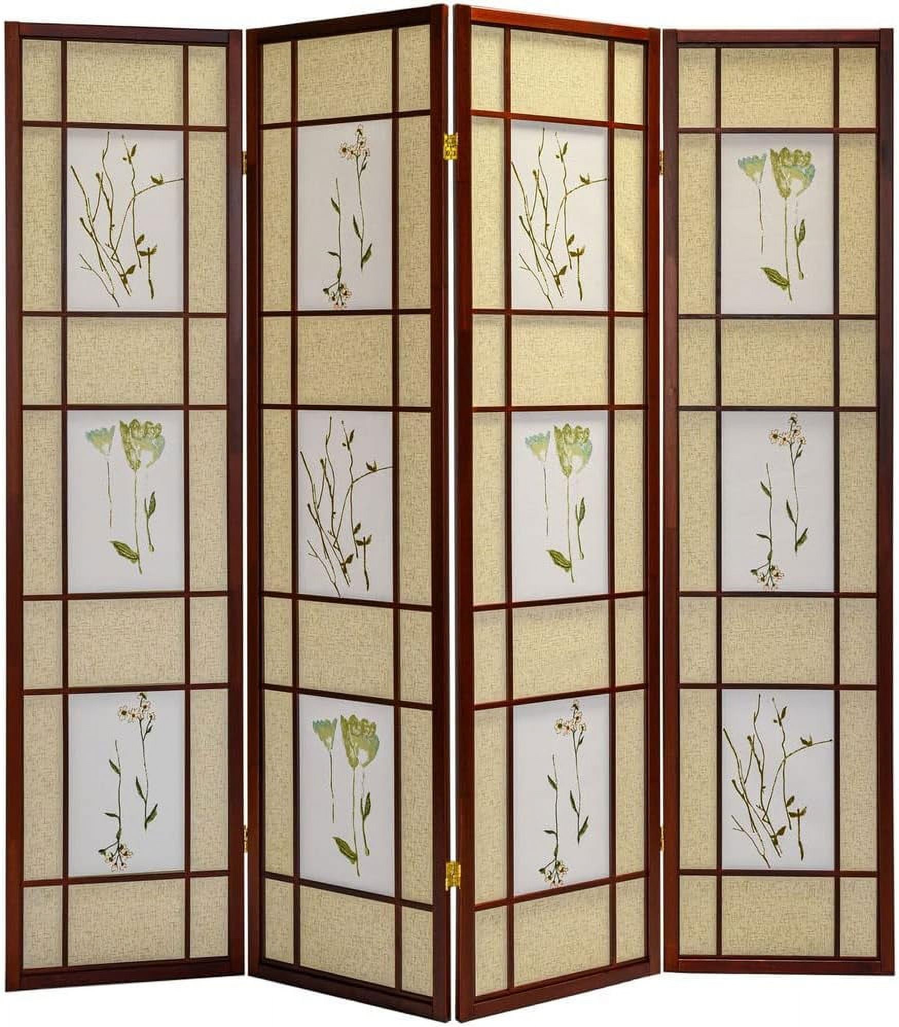 Legacy Decor 4 Panel Room Divider Privacy Screen Botanical Floral ...