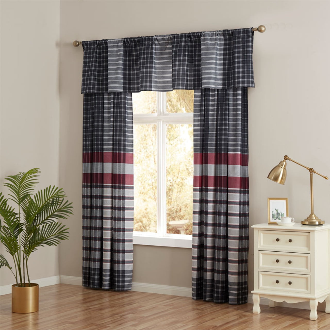 Legacy Decor Bedspread Matching Curtain Drapes Set Black & Red ...