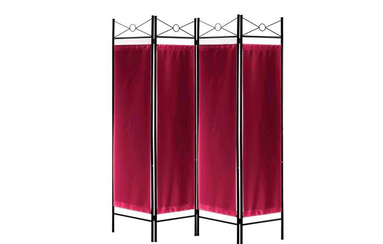 Legacy Decor Fabric and Metal 4 Panel Room Divider, 71" Tall, Red Color ...