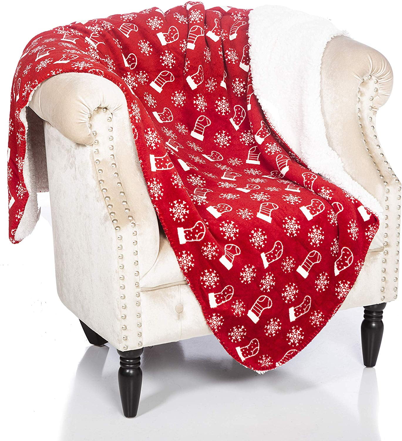 Legacy Decor Red Sherpa Fleece Throw Blanket Warm Plush Cover 60" X 50 ...