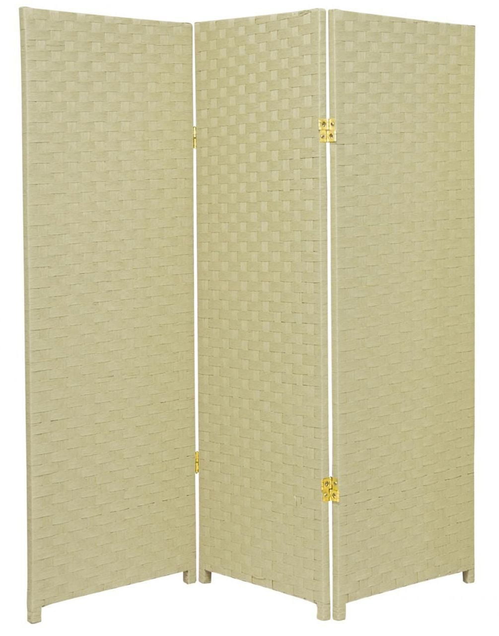 Legacy Decor Room Divider 3 Panel Weave Design Fiber Ivory Color ...
