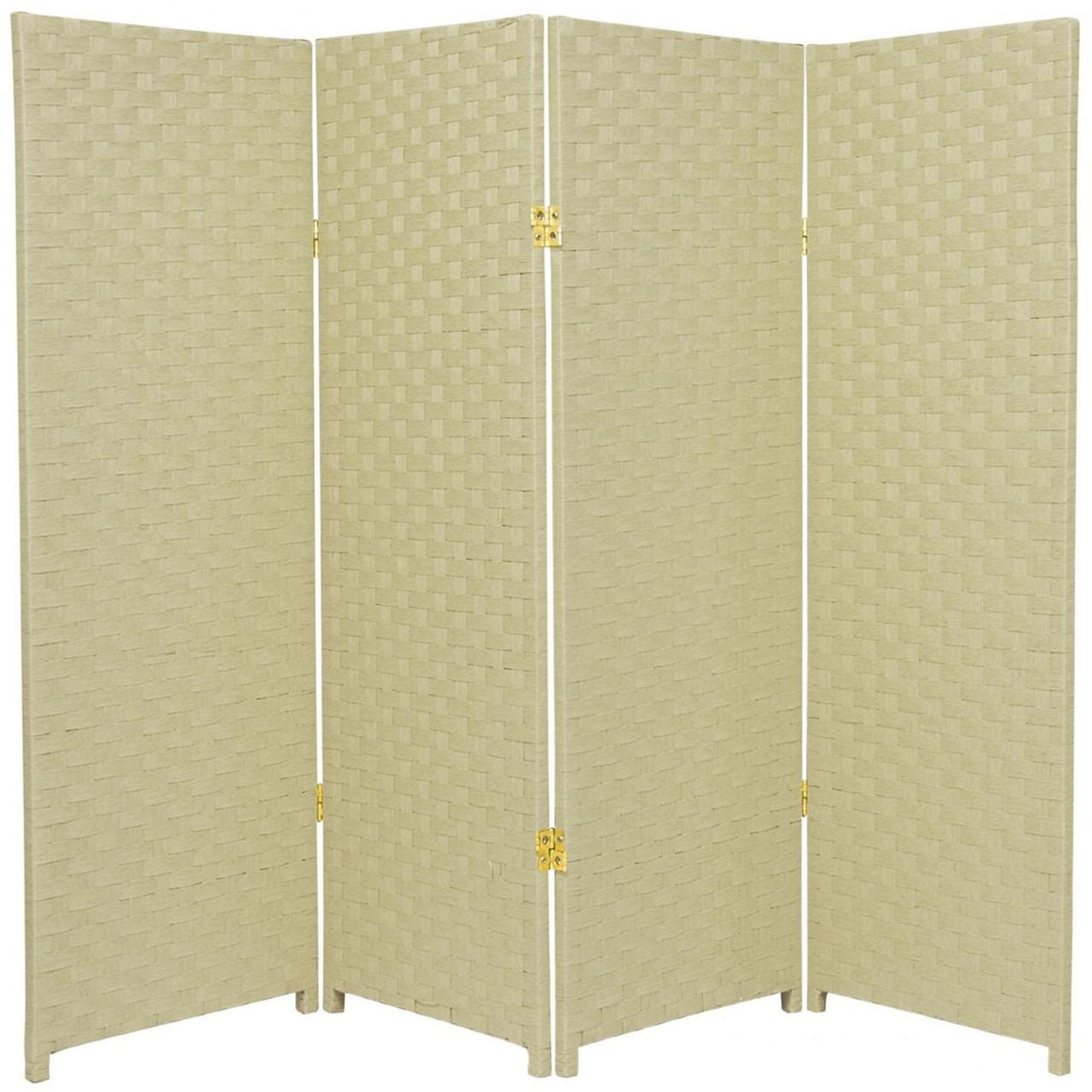 Legacy Decor Weave Design Fiber 4 Panel Room Divider, 71" Tall, Ivory ...
