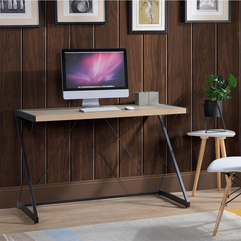 Legacy Home Light Oak finish computer desk with metal base - Walmart.com