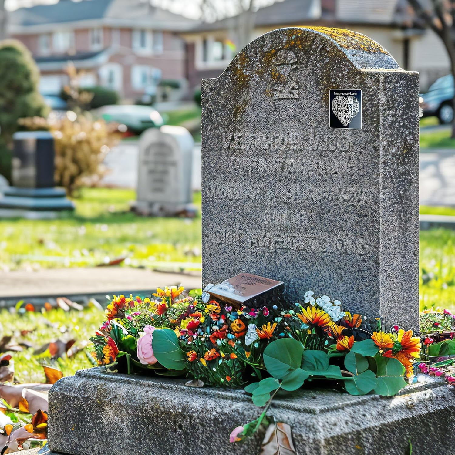 Legacy Honored QR Code Memorial Plaque for Cemetery Headstone ...