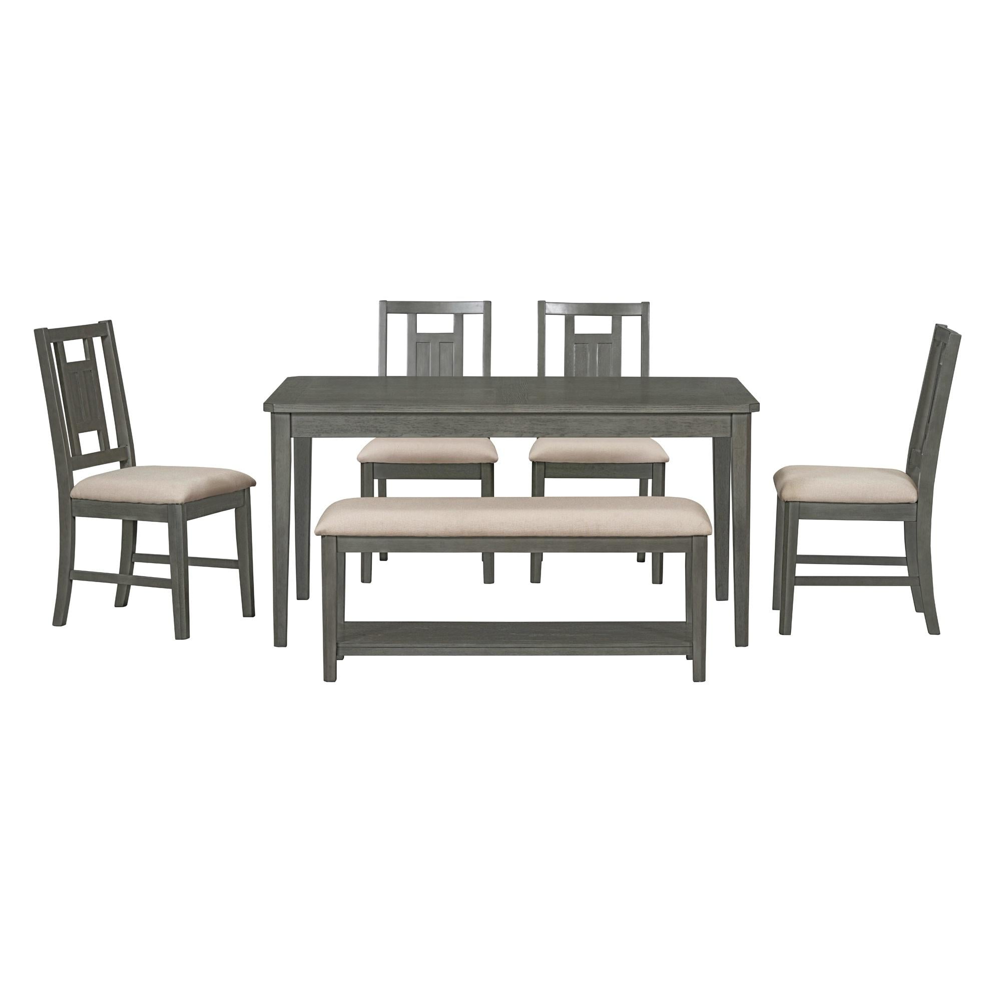 Legahome Retro Style 6-Piece Dining Table Set with 1 Table, 4 ...