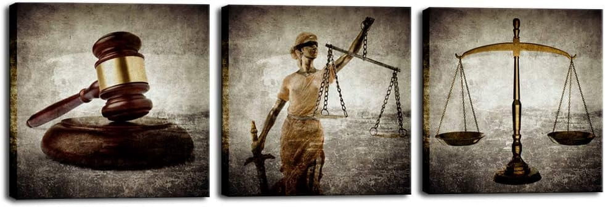 Legal Canvas Wall Art Law Firm Scales Justice Hammer Picture Prints on ...