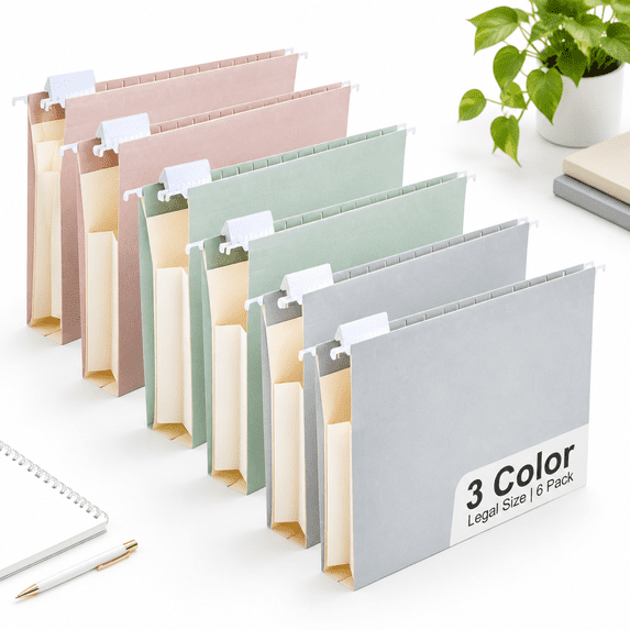 Legal Size - 6 Pack Extra Capacity Hanging File Folders Accordion ...